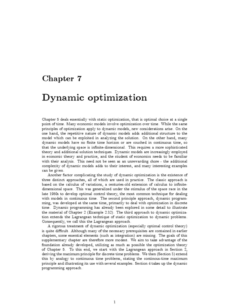 Chapter 7-Dynamic Optimization | PDF | Lagrangian Mechanics | Optimal ...