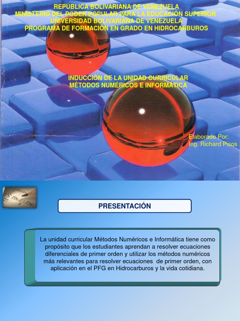 Presentacion Metodos Numericos I | PDF | Análisis numérico | Ecuaciones diferenciales