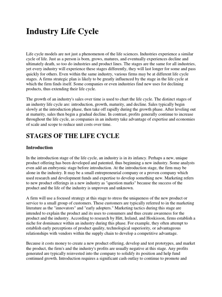 Industry Life Cycle | PDF | Economic Growth | Marketing