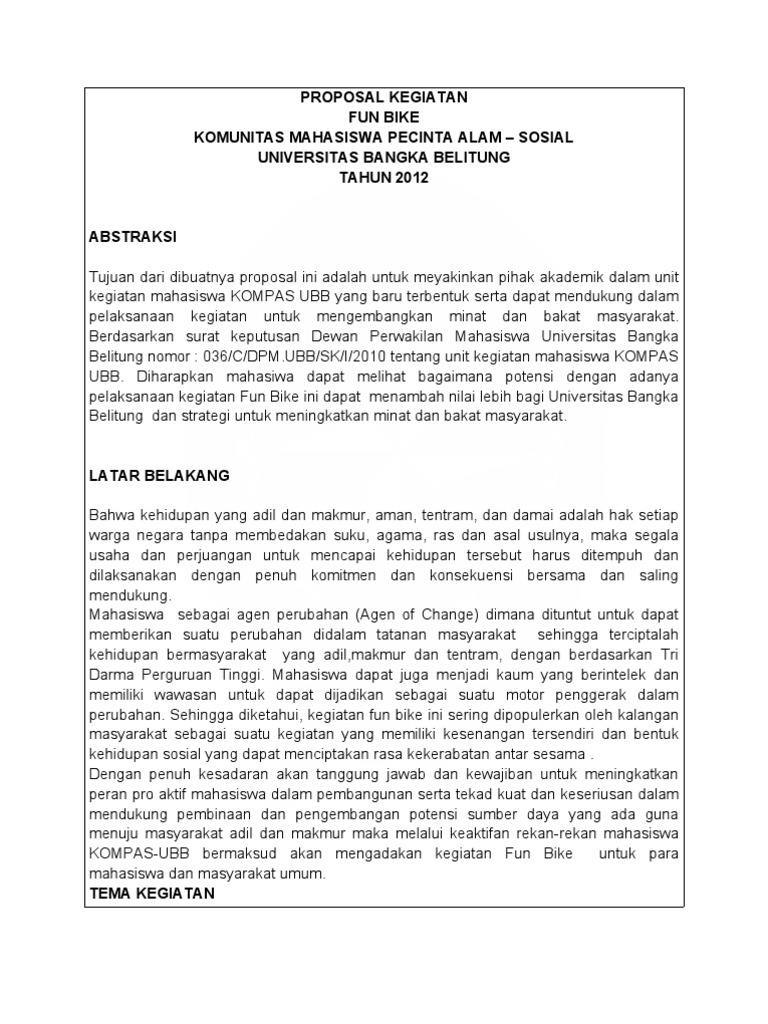 Proposal Fun Bike 2012 | PDF