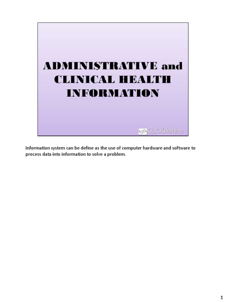 Administrative and Clinical Health Information | PDF | Health ...