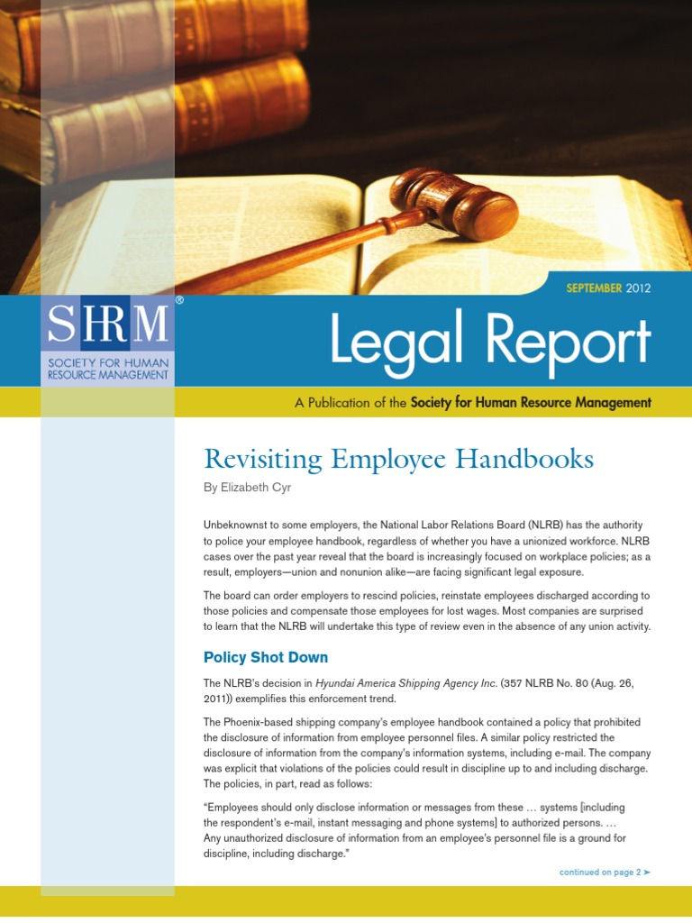 Legal Report Sept | PDF | National Labor Relations Board | National ...