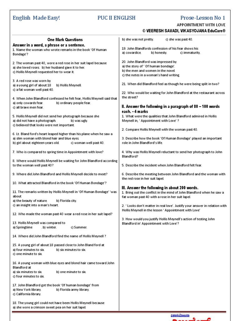 Kpu2 Eng p1 Appointment With Love | PDF