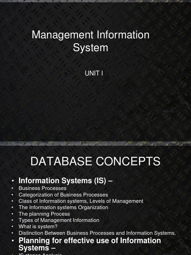 Management Information System: Unit I | PDF | Business Process | Databases