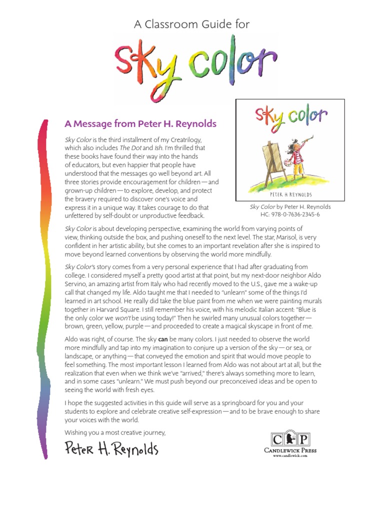 Classroom Activity Kit For Sky Color by Peter H. Reynolds | PDF ...