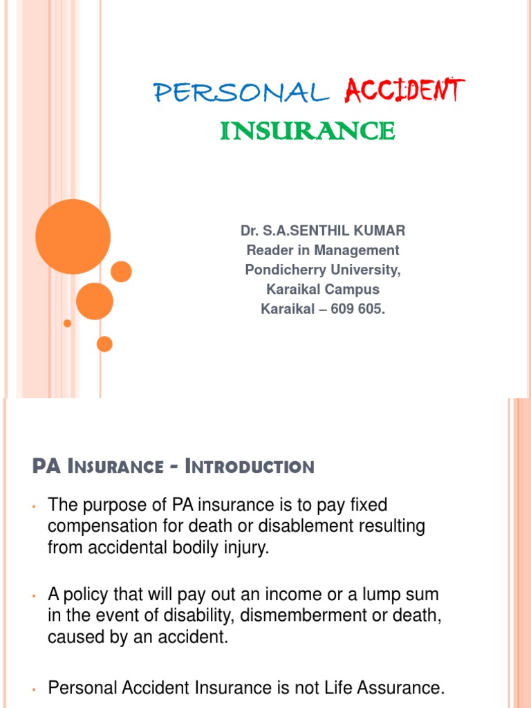 Personal Accident Insurance | PDF | Insurance | Life Insurance
