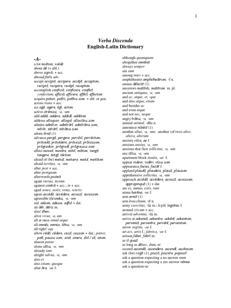 English To Latin Dictionary | PDF