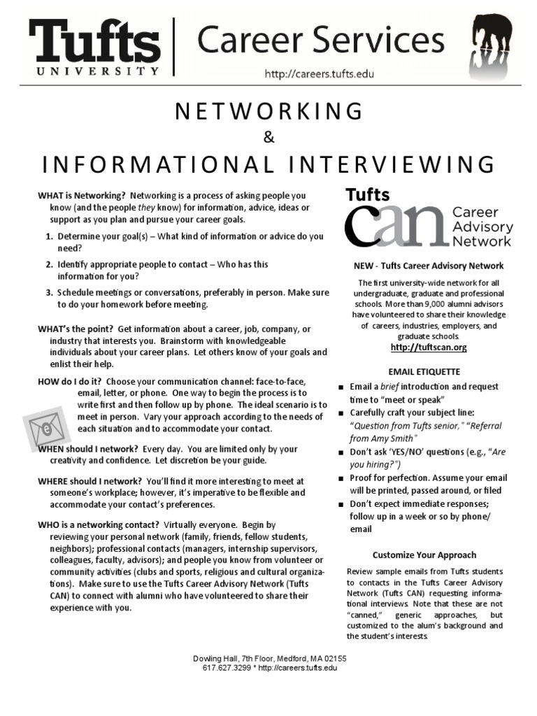 NETWORKING AND INFORMATIONAL INTERVIEWS | PDF | Job Interview | Advice ...