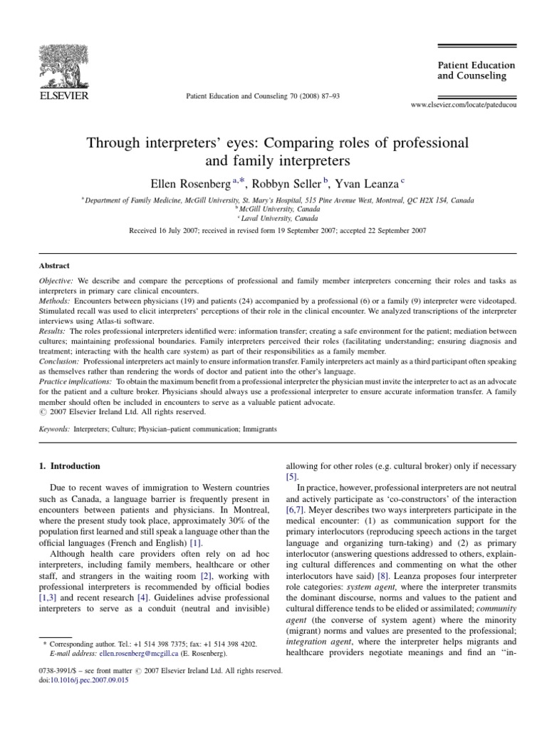 Rosenberg Et Al - Through Interpreters' Eyes, Comparing Roles of ...