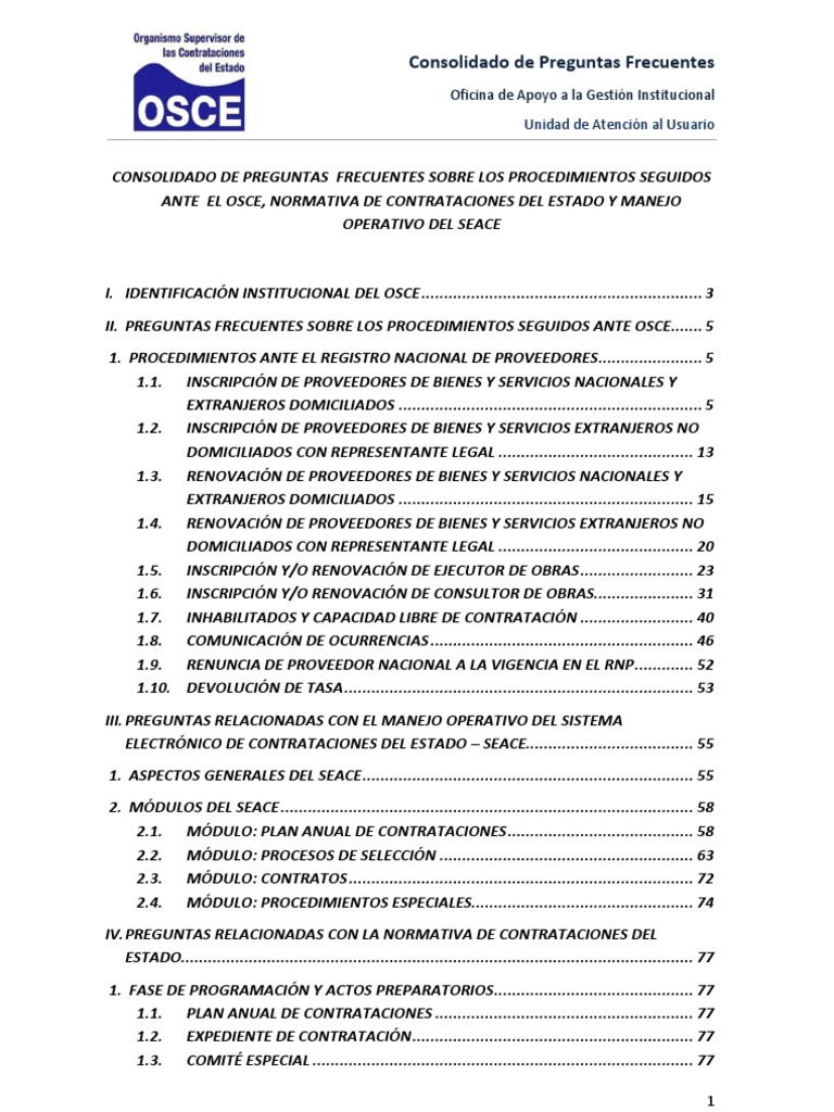 OCSE - Consolidado Preguntas Frecuentes | PDF