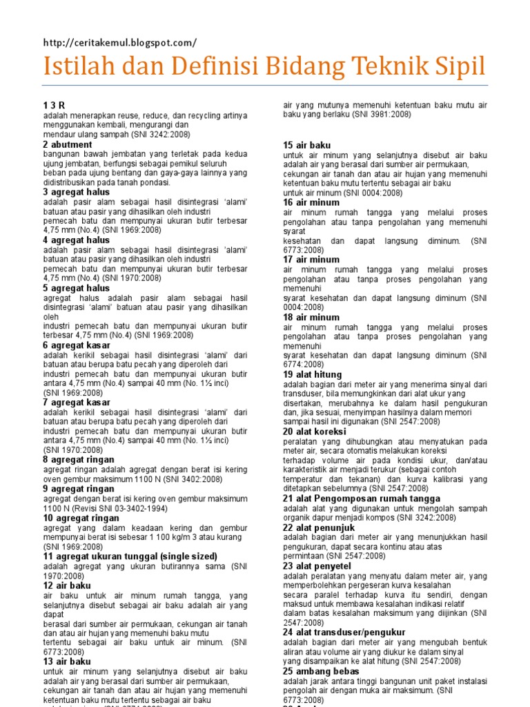 Istilah Dan Definisi Bidang Teknik Sipil | PDF