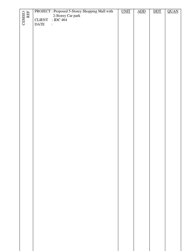 Take Off Template For BQ Calculation | PDF