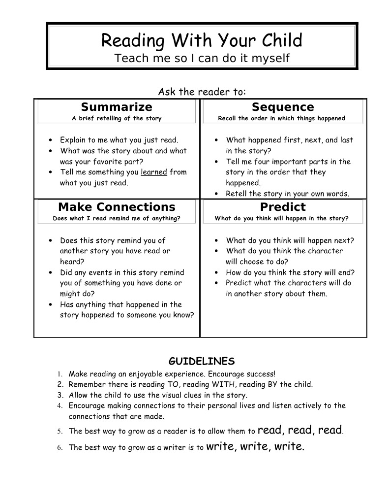 Reading With Your Child HANDOUT | PDF | Language Arts & Discipline ...