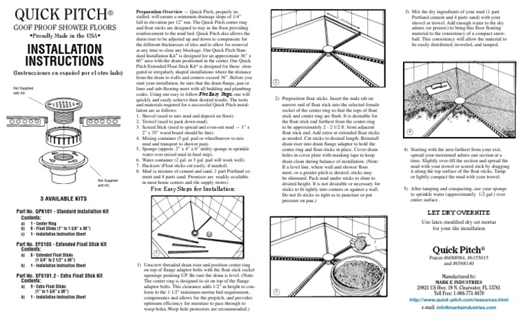 Quick Pitch Install (Dragged) | PDF | Mortar (Masonry) | Building