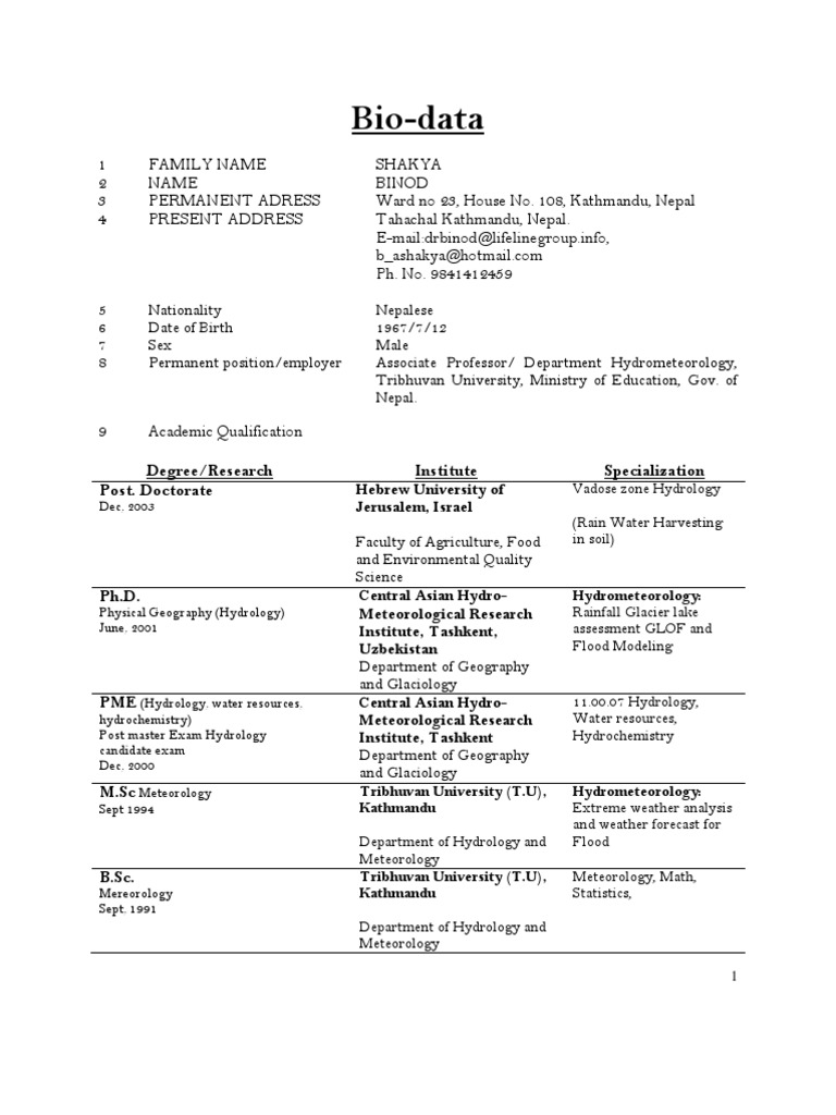 Up Dated CV-Binod | Download Free PDF | Flood | Hydrology
