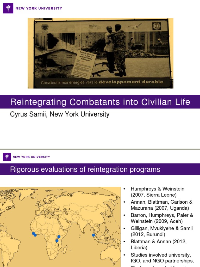 Reintegrating Combatants Into Civilian Life: Cyrus Samii, New York ...