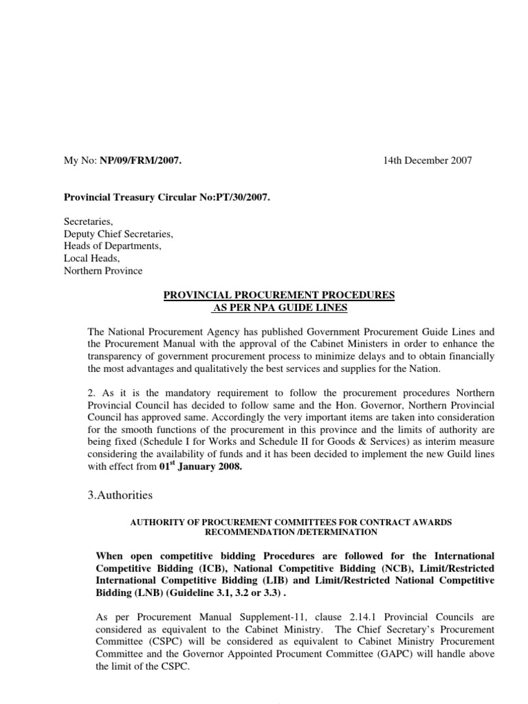 3.authorities: Authority of Procurement Committees For Contract Awards ...