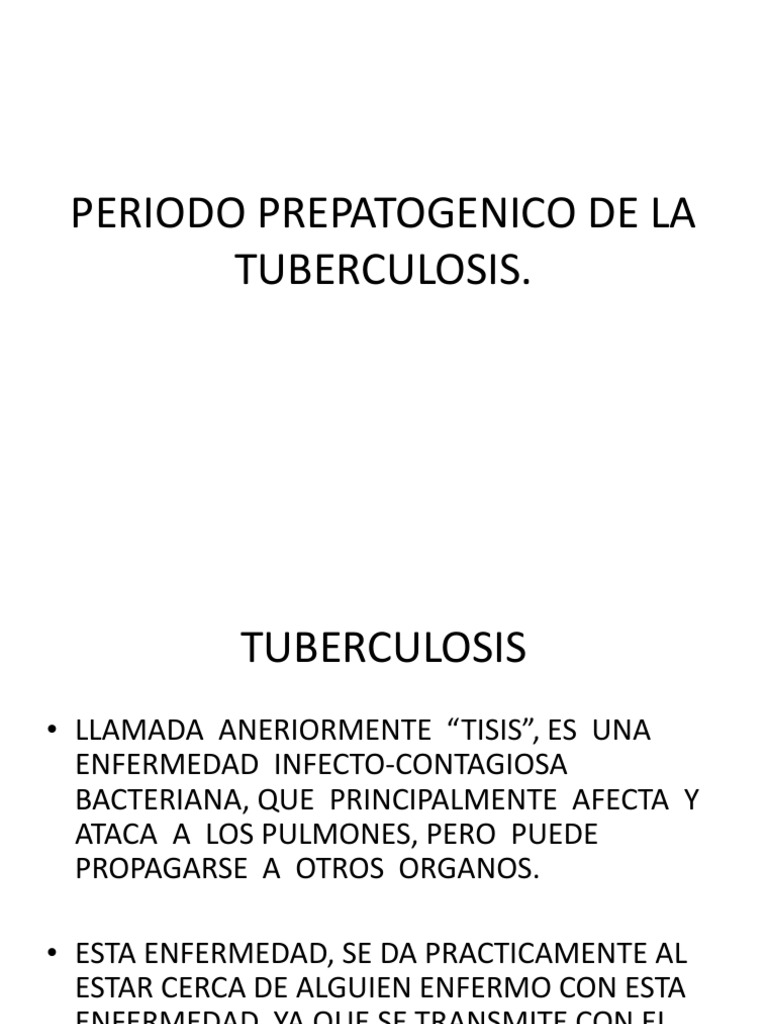 Periodo Prepatogénico de la Tuberculosis | PDF
