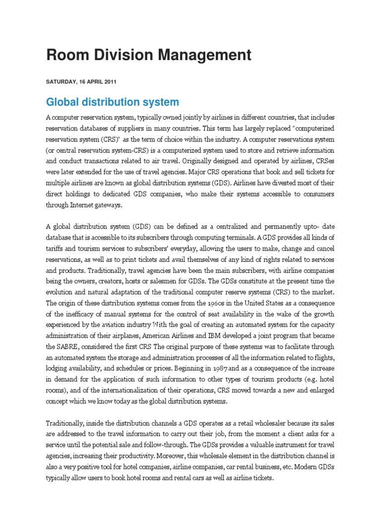 Room Division Management | PDF | Service Industries | Business