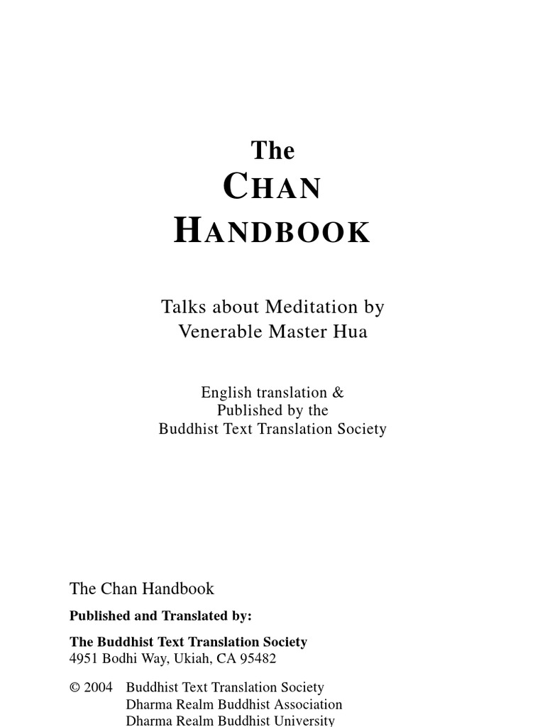 The Chan HandBook (Talks About Meditation by The Venerable Master Hsuan ...