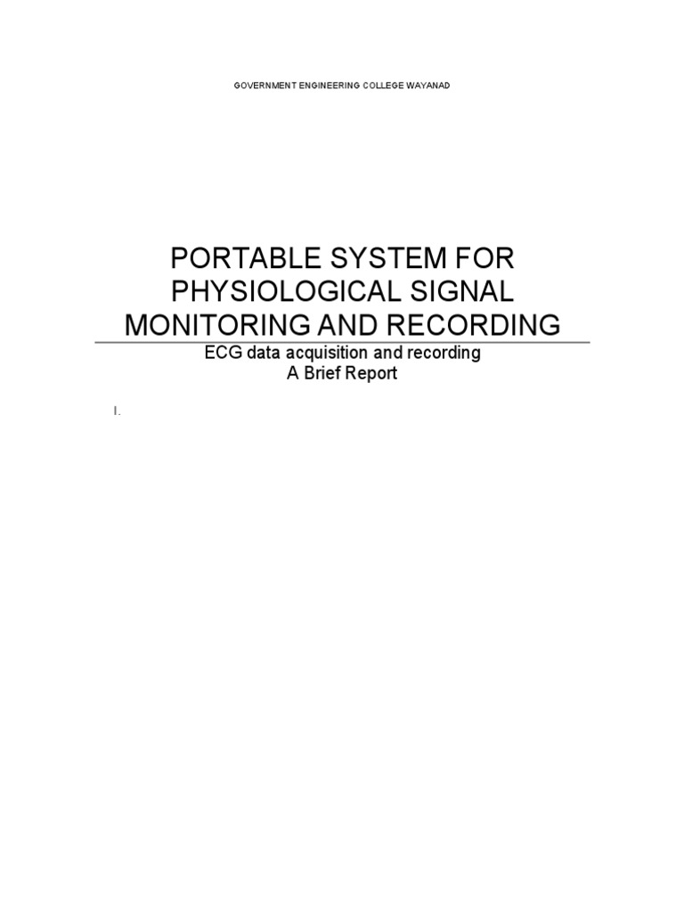 Portable Physiological Signal Monitoring and Recording System: A Brief ...
