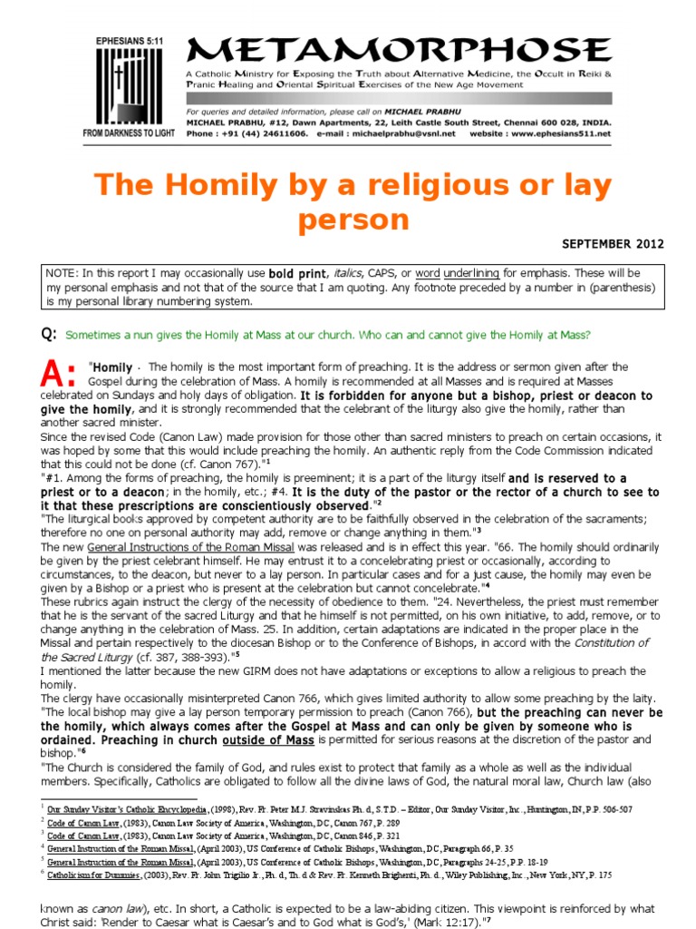 Homily by A Lay Person | PDF | Mass (Liturgy) | Catholic Church