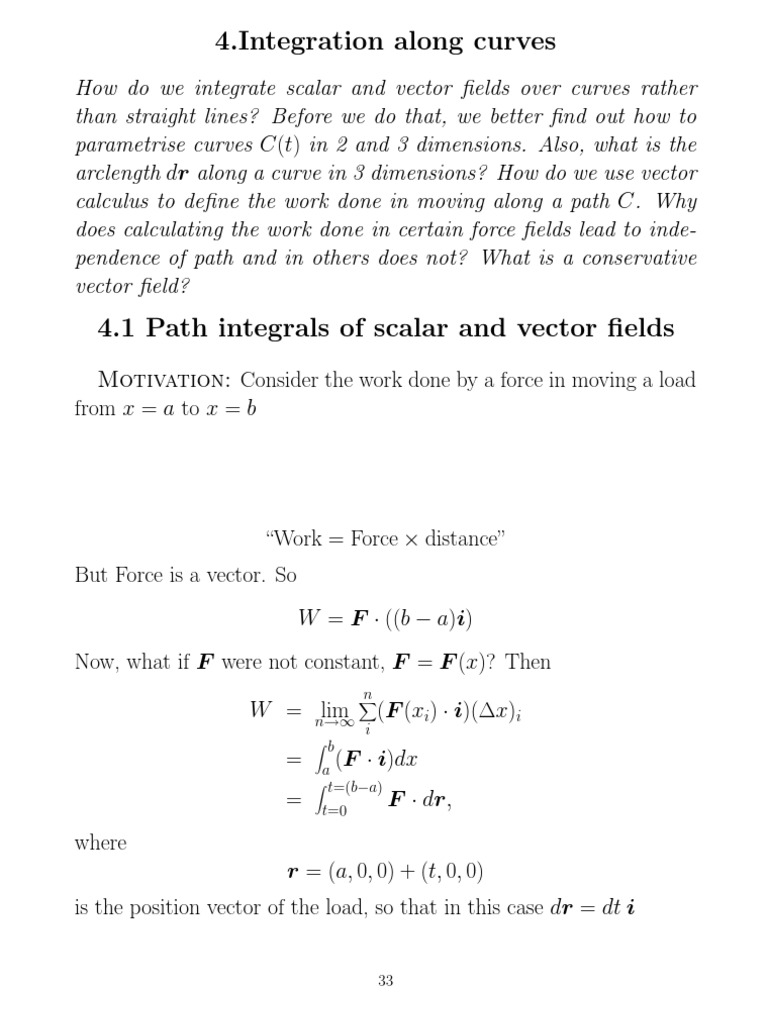 4.integration Along Curves: N N I I I B A T (B A) T 0 | PDF | Integral | Force