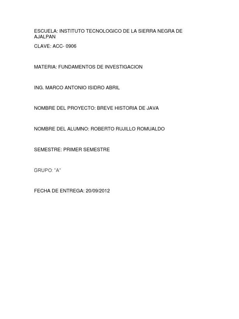 Breve Historia de Java | PDF | Java (lenguaje de programación) | Plataforma Java