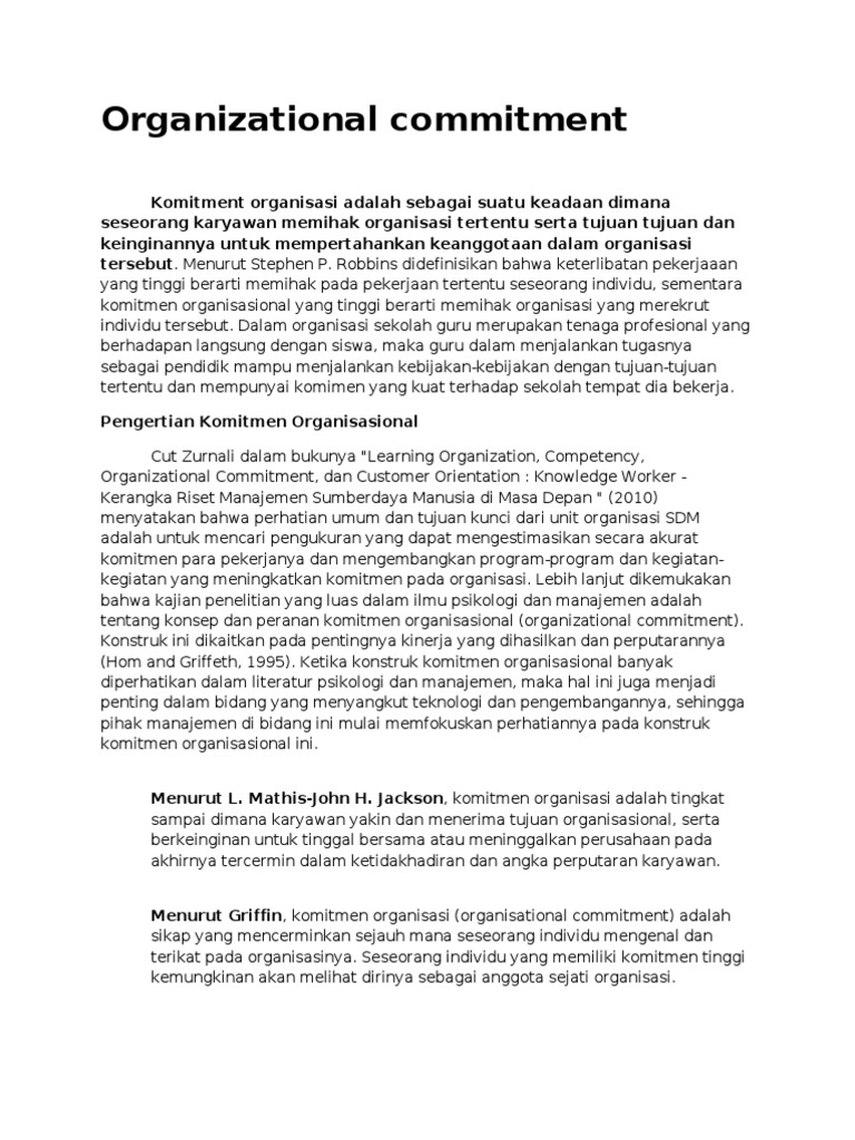 Organizational Commitment | PDF