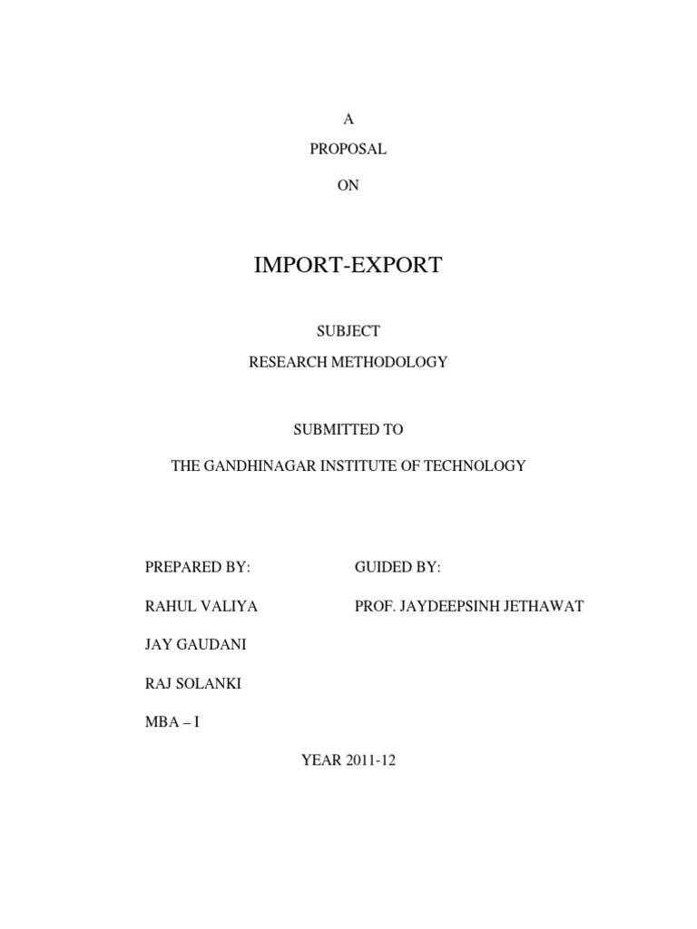 Import-Export: A Proposal ON | Download Free PDF | Imports | Exports