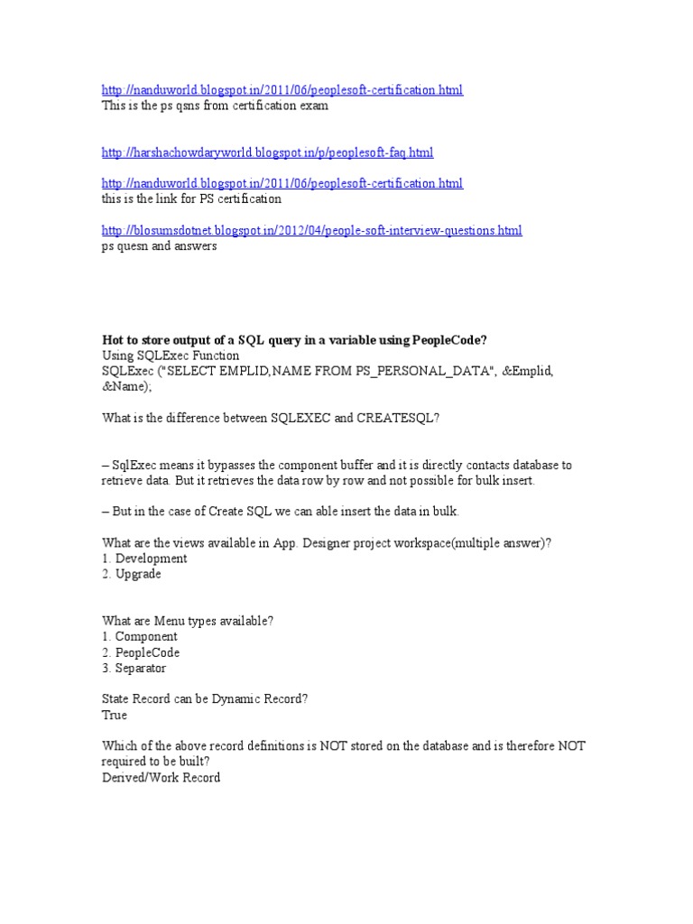 Hot To Store Output Of A Sql Query In A Variable Using Peoplecode Pdf Databases Web Server 8838