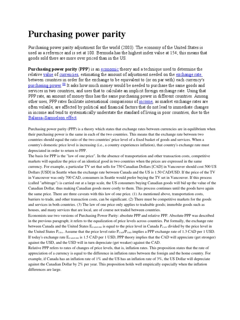 Purchasing Power Parity | PDF | Purchasing Power Parity | Exchange Rate
