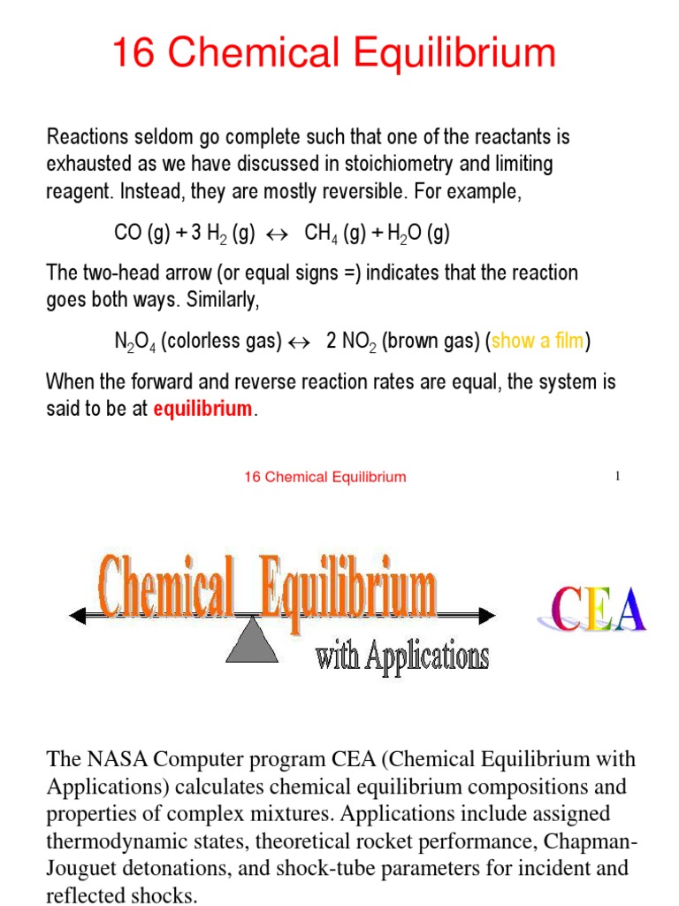 16 Equilib | PDF | Chemical Equilibrium | Chemical Reactions