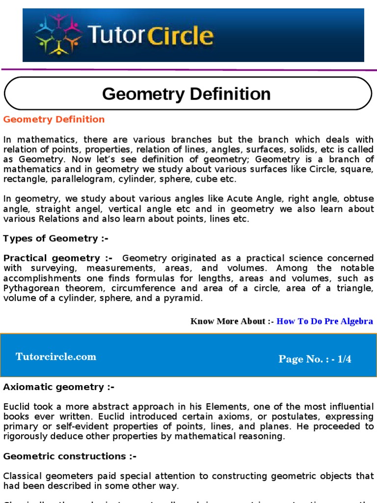 Geometry Definition | PDF | Geometry | Area
