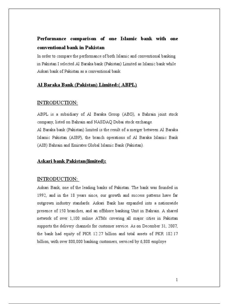 Comparision of Ine Islamic Bank With One Convential Bank | PDF