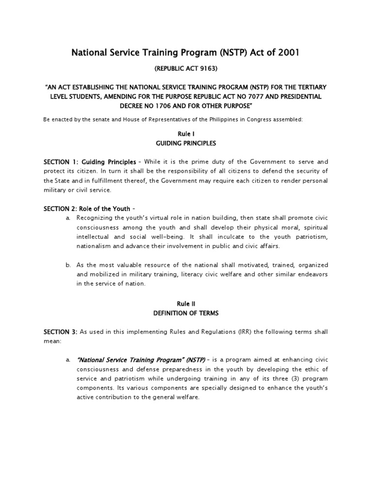 NSTP Act: Overview and Key Components | PDF | Officer (Armed Forces ...