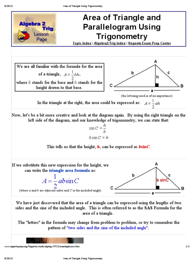 Area of Triangle Using Trigonometry | Download Free PDF | Triangle ...