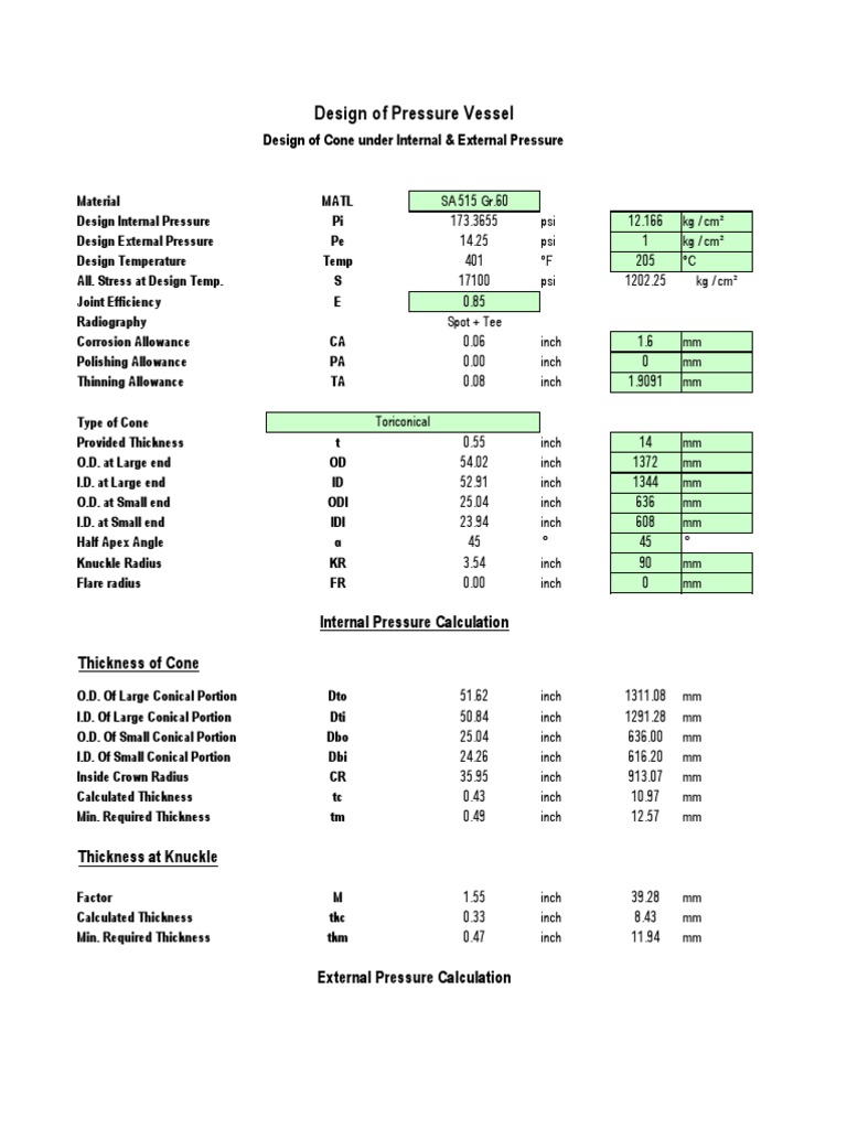 Pressure Vessel Design Specifications | PDF