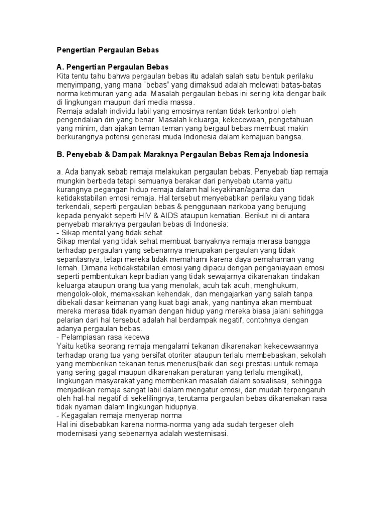Pengertian Pergaulan Bebas | PDF