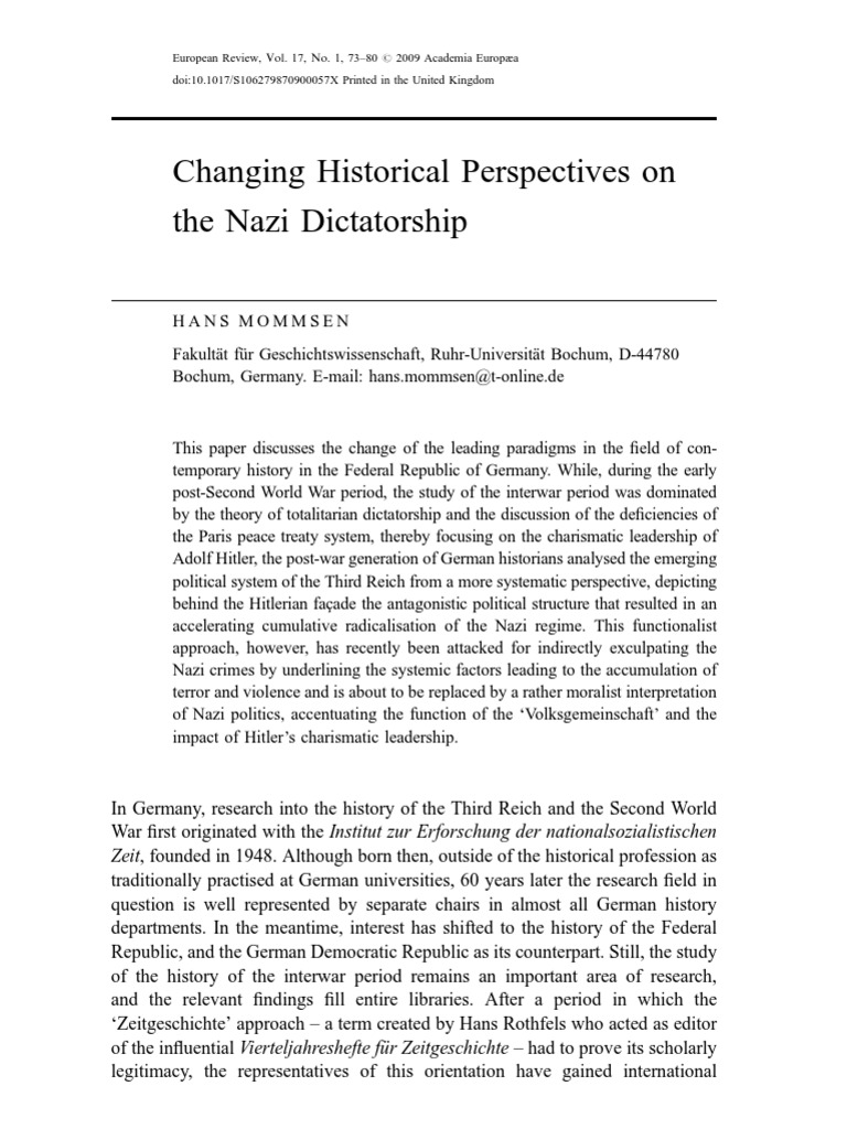 Changing Historical Perspectives On The Nazi Dictatorship | PDF | Nazi ...