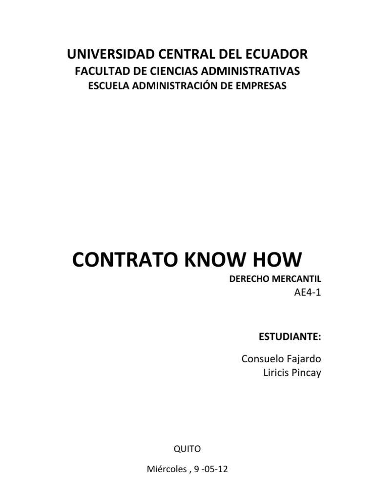 Contrato de Know How Trabajo Terminado | PDF | Patentar | Propiedad
