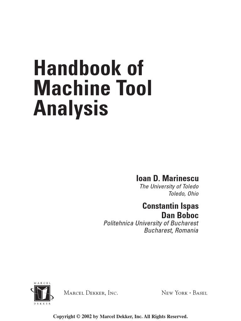 Handbook of Machine Tool Analysis: Ioan D. Marinescu | PDF | Medical ...