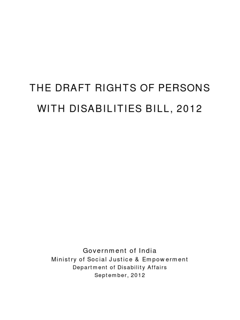 The Draft Rights of People With Disabilities Bill 2012 September | PDF ...