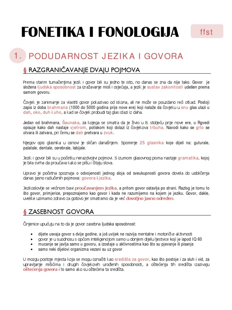 Fonetika I Fonologija - Škarić - Skripta | PDF