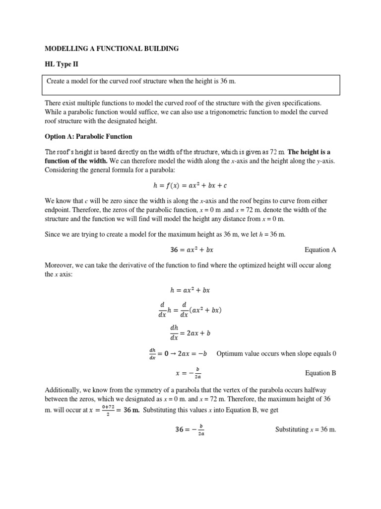 Curved Roof Modeling for Buildings | PDF | Derivative | Equations