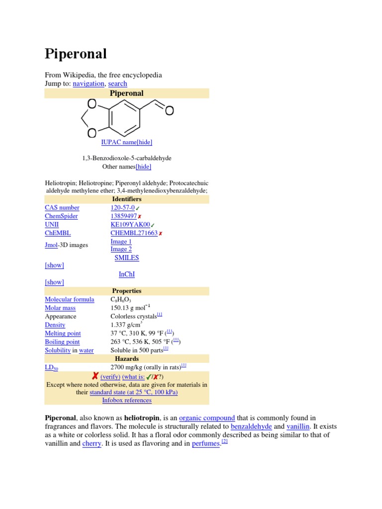 Piperonal | Chemical Substances | Chemical Compounds