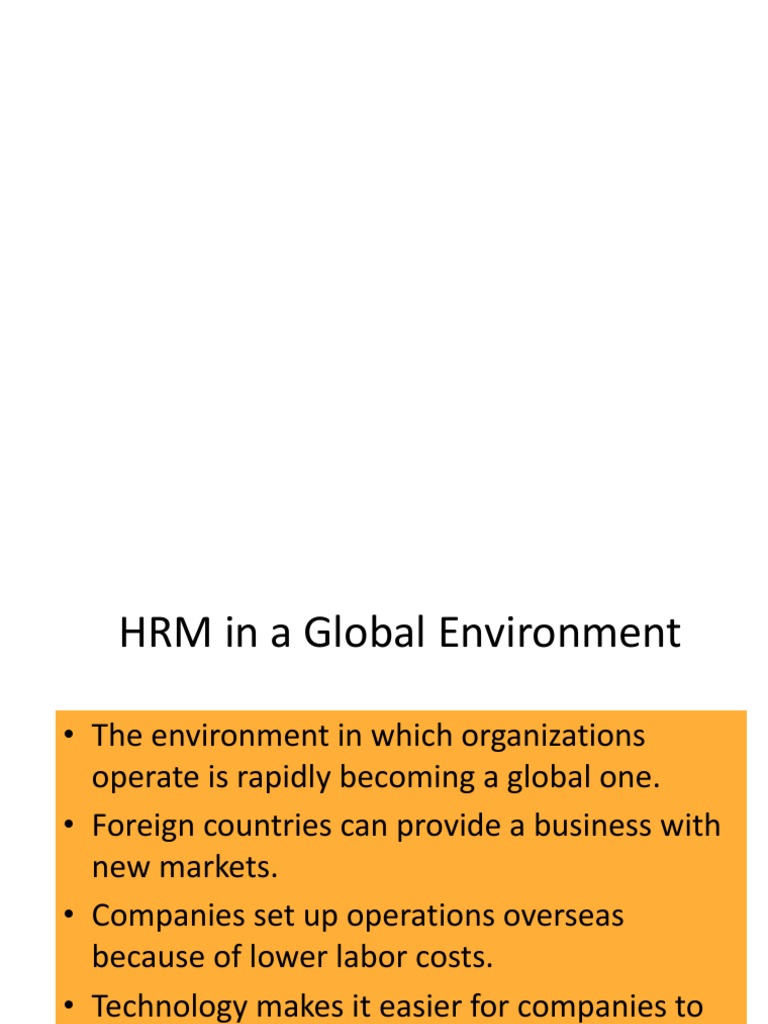 HRM in A Global Environment | PDF | Employment | Human Resource Management