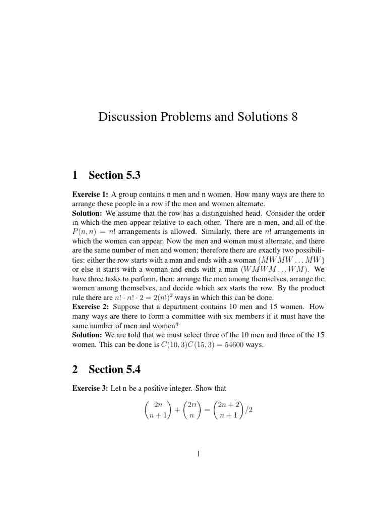 Discussion Problems and Solutions 8: 1 Section 5.3 | PDF | Mathematical ...