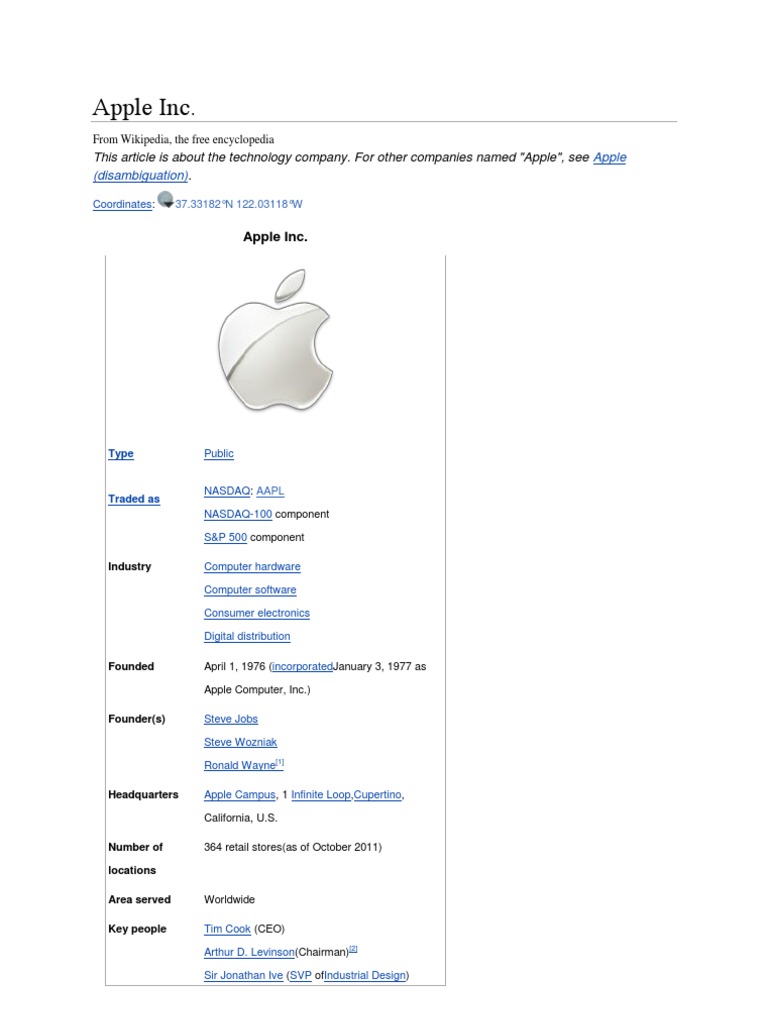 Apple Inc | PDF | Apple Inc. | I Phone