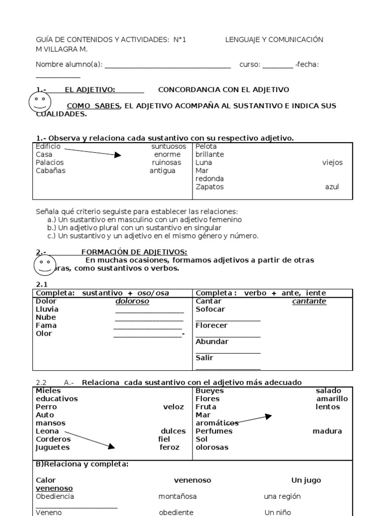 Guia El Adjetivo | PDF